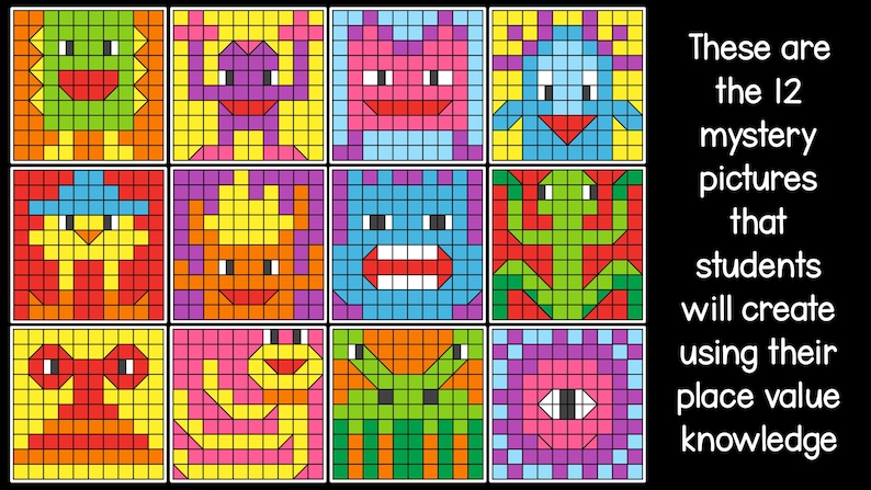 Place Value Math Worksheets of Monster Mystery Pictures, Place Value ...