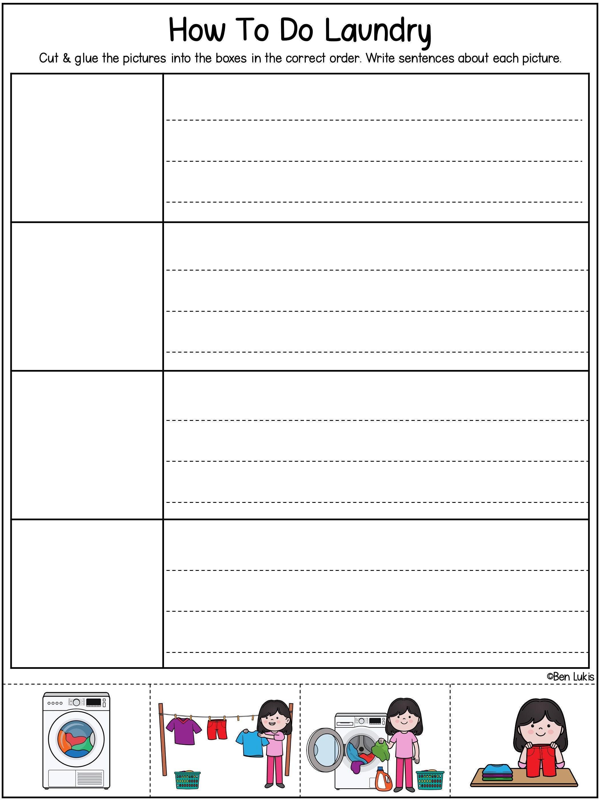 Laundry Sequencing Writing Activity, Homeschool ELA (printable PDF) - Etsy