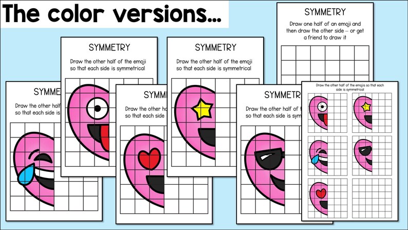 Valentine's Day Symmetry Emoji Drawing Activity (printable PDF) - Etsy