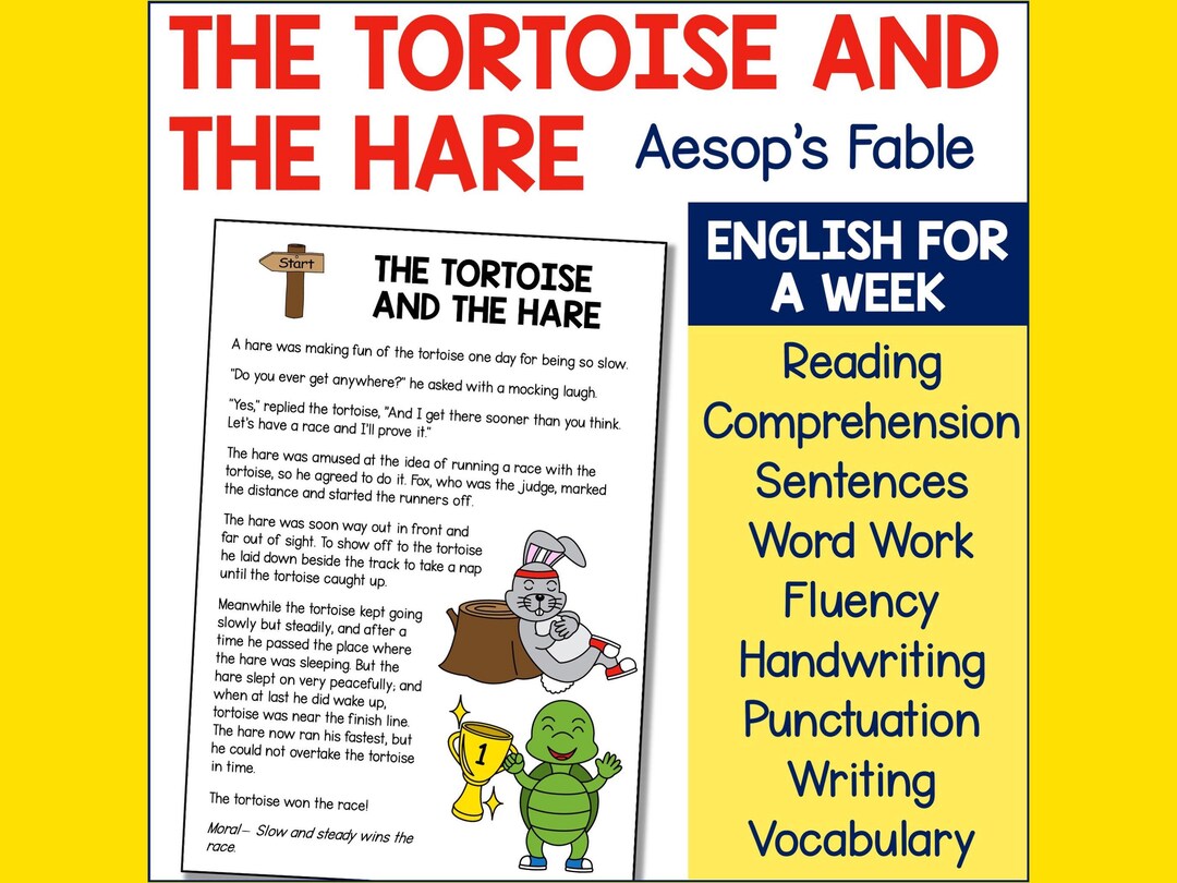 The Tortoise and the Hare, Aesop Fable Literacy Lessons for A Week ...
