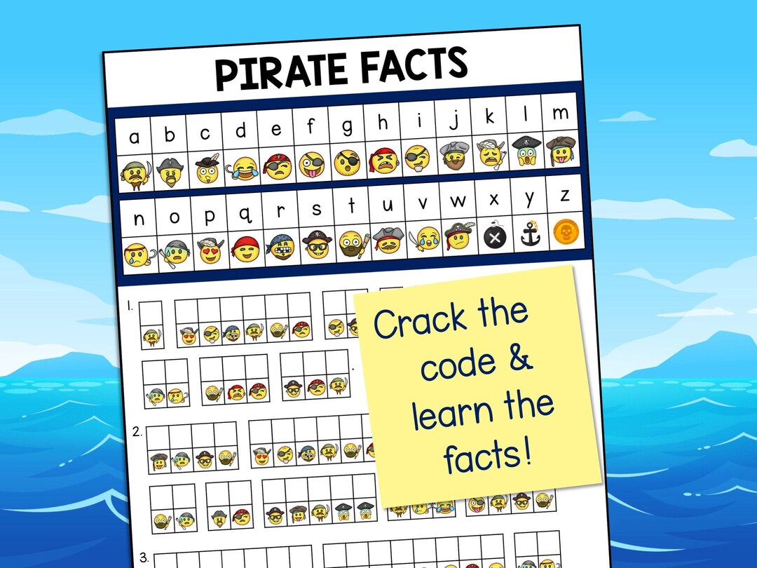 Pirate Facts Crack the Code Worksheet, Talk Like A Pirate Day Secret ...