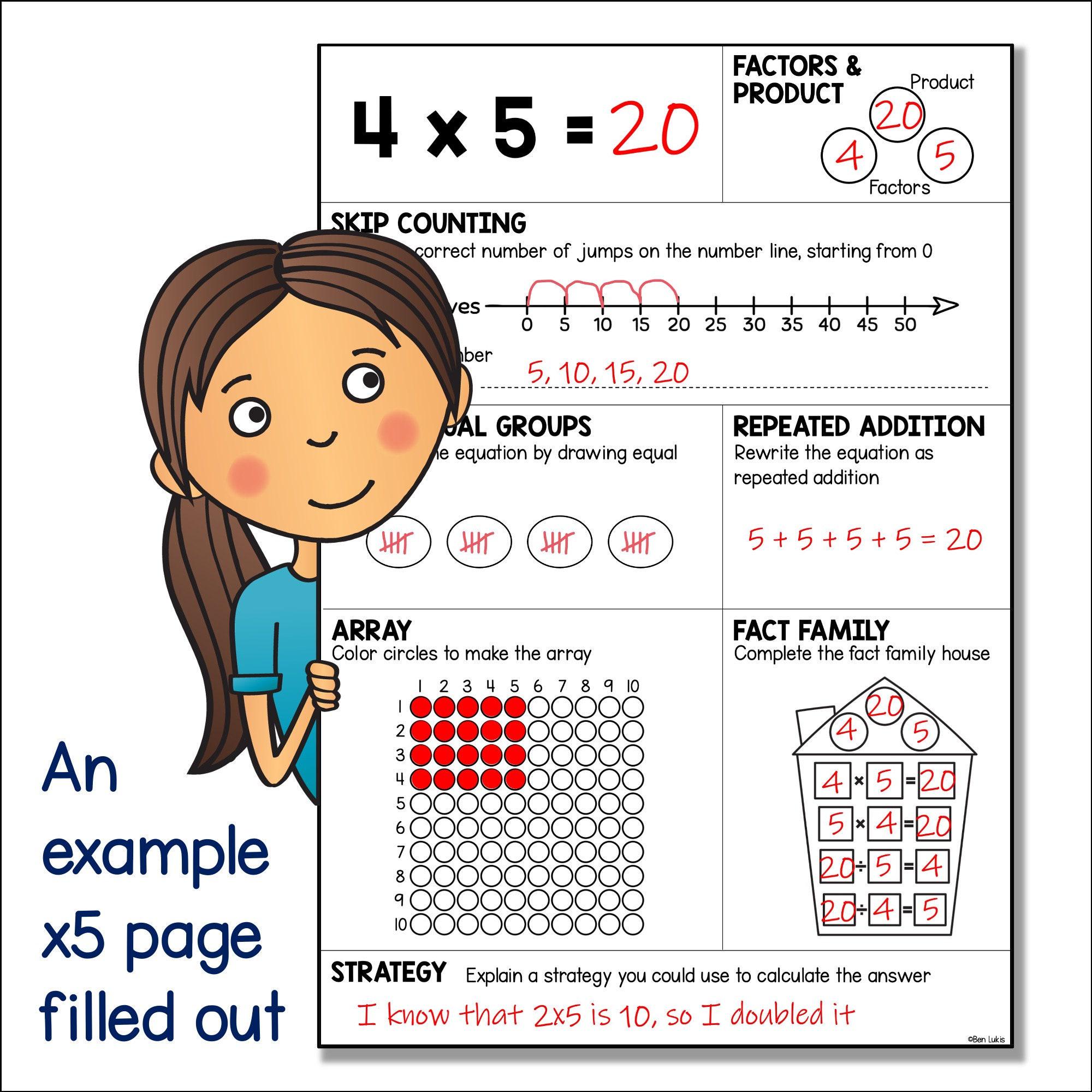 8 Times Table Multiplication Equation of the Day Practice Worksheets ...