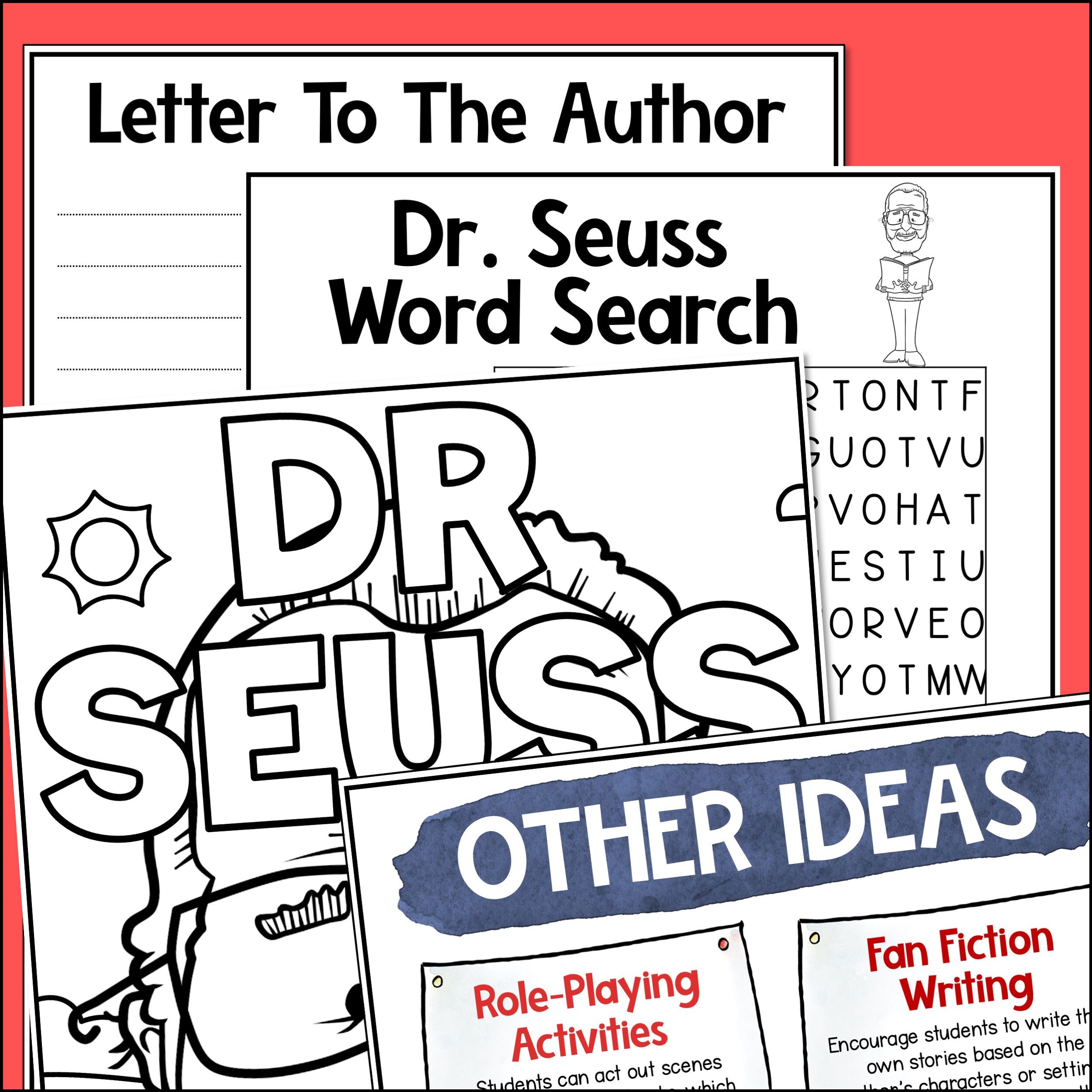 Dr Seuss Author Study Worksheets and Activities, Printable PDF Teacher ...