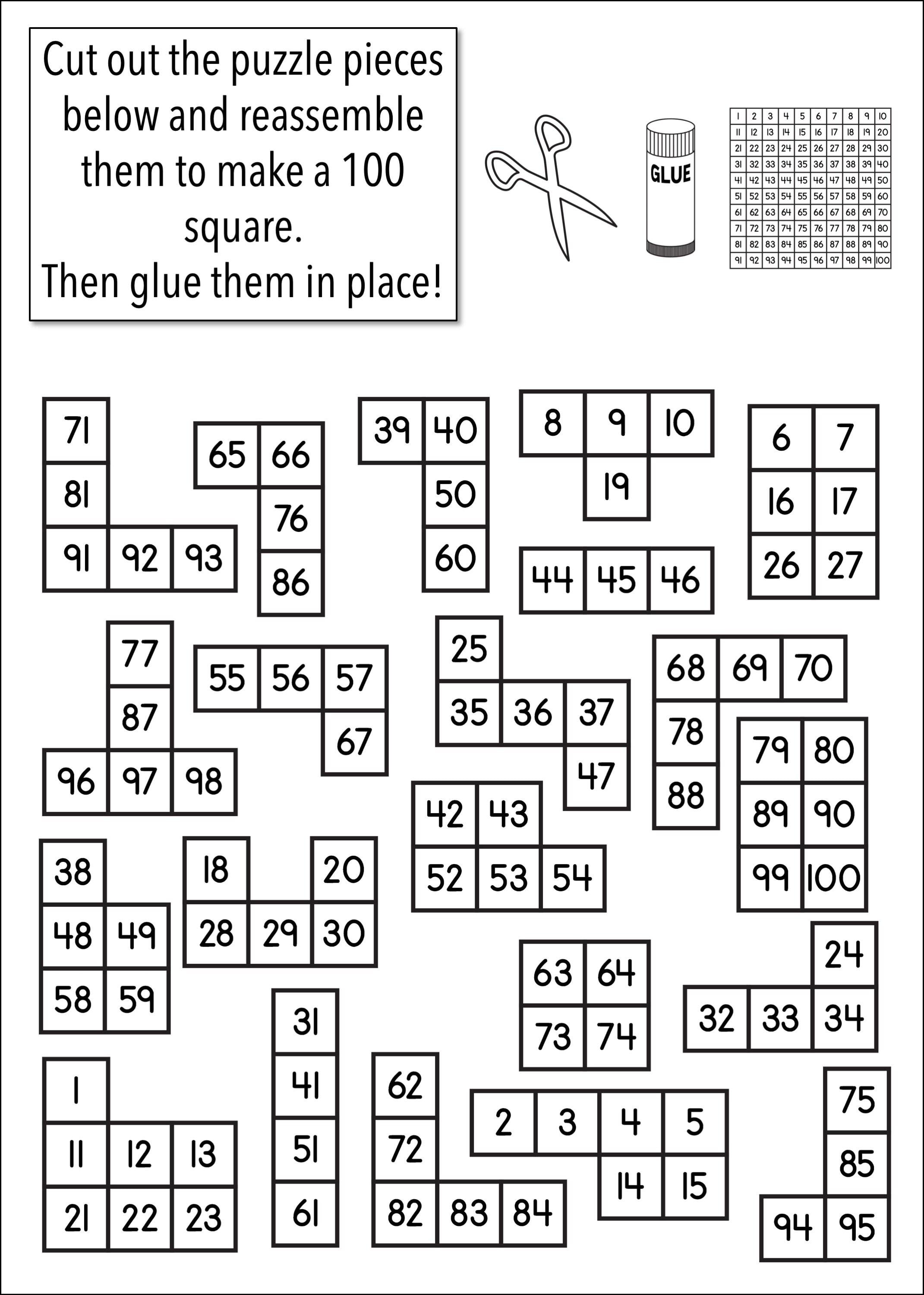 Place Value to 100 Jigsaws, 100 Chart Jigsaw Activity, Printable PDF ...