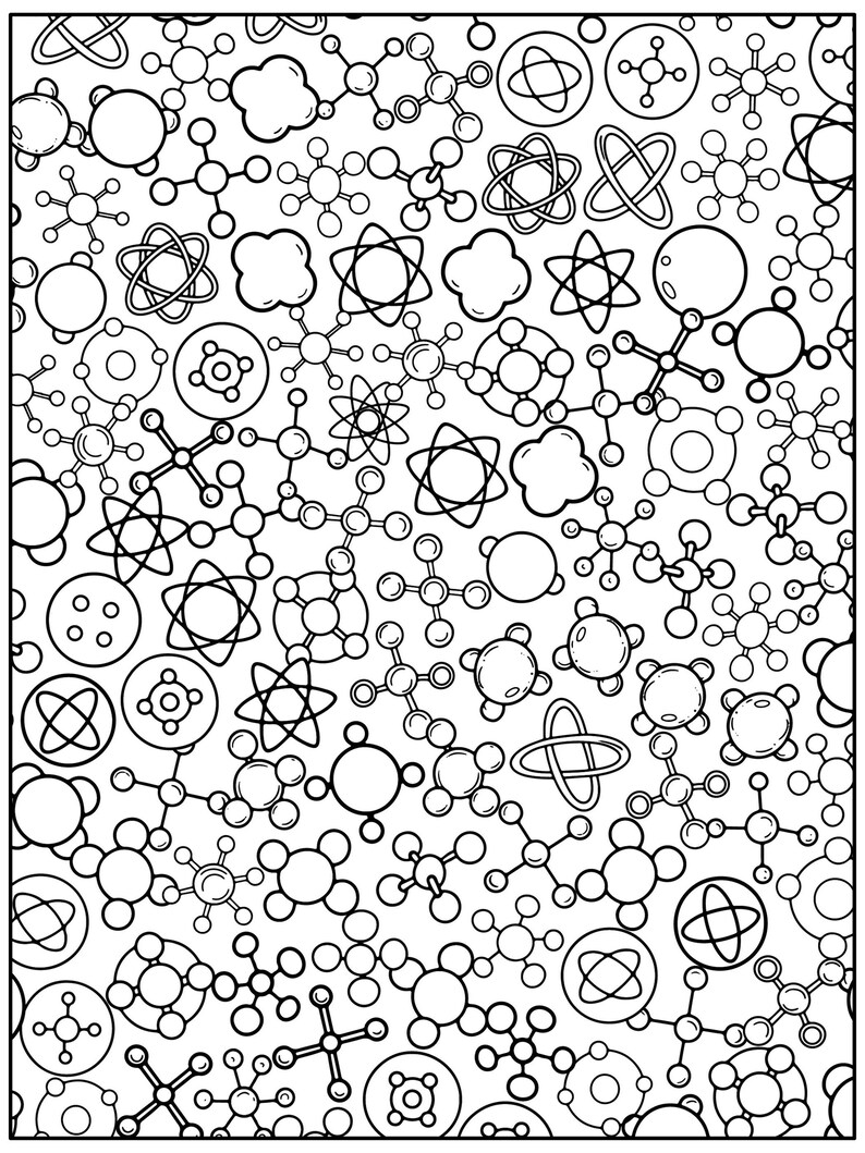 Atoms and Molecules Science Coloring Pages for Kids (printable PDF) - Etsy