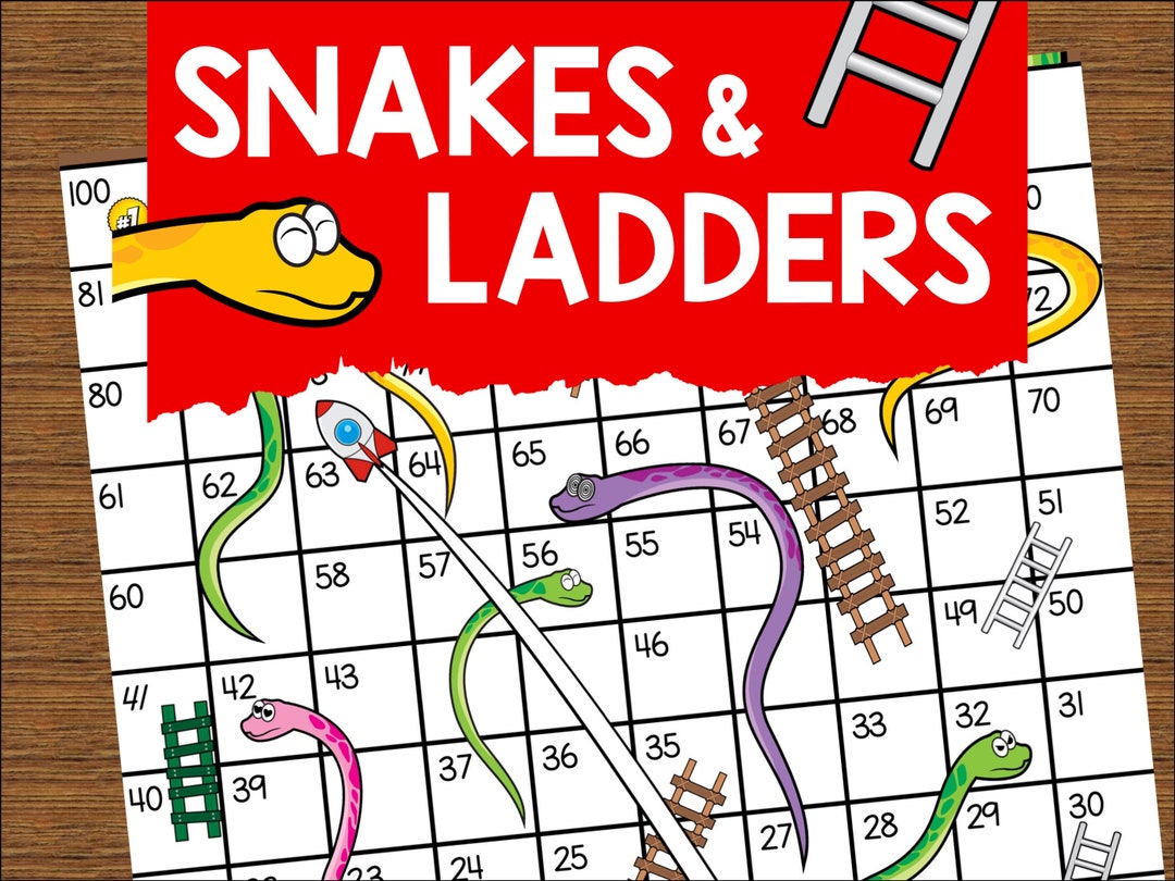 Printable Snakes and Ladders Game, Family Board Game Night, Kids ...