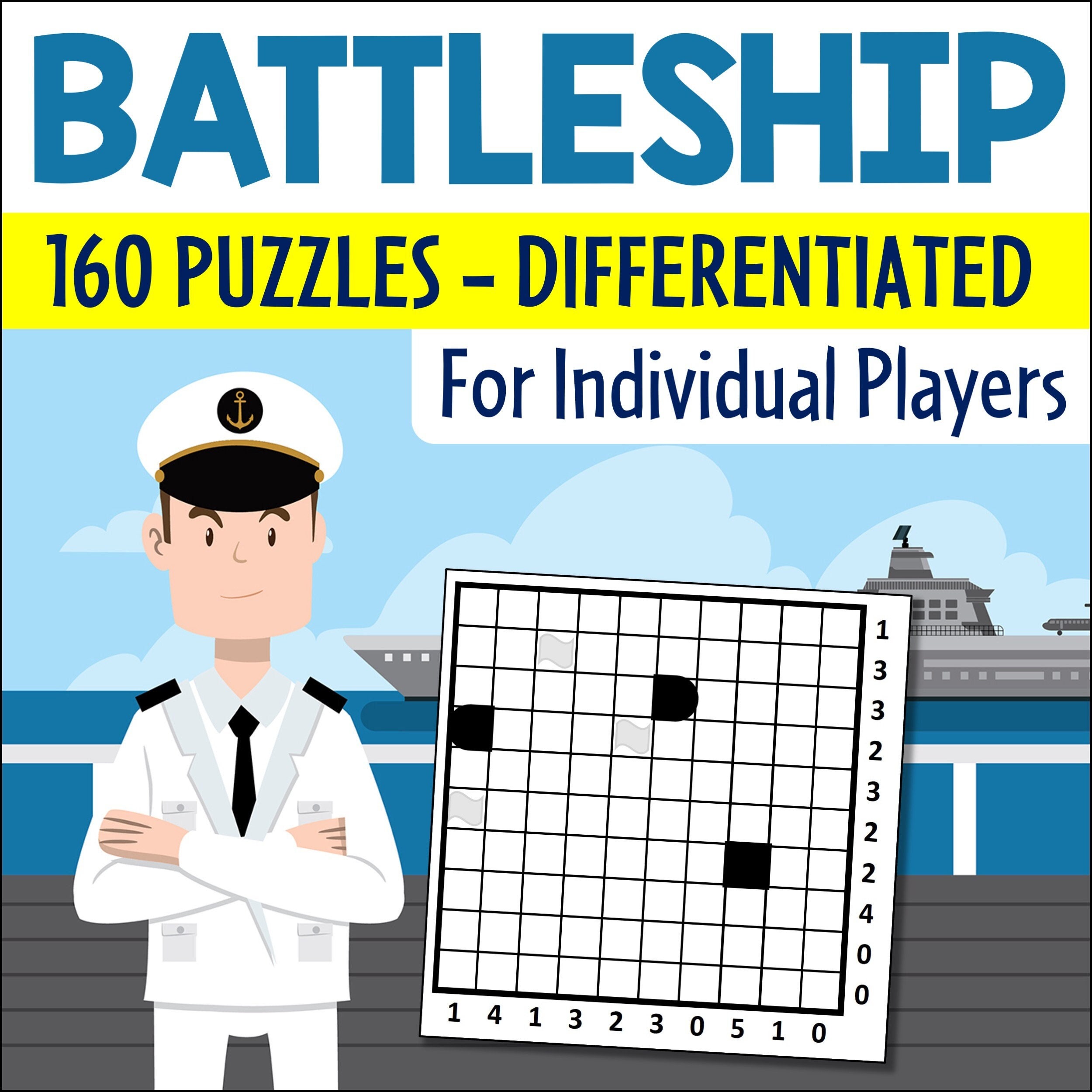 Printable Battleship Puzzles, 160 Logic Games, Printable Brain Teasers ...
