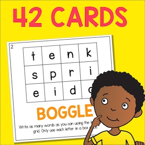 Boggle Cards for Spelling and Making Words, Printable PDF Boggle ...