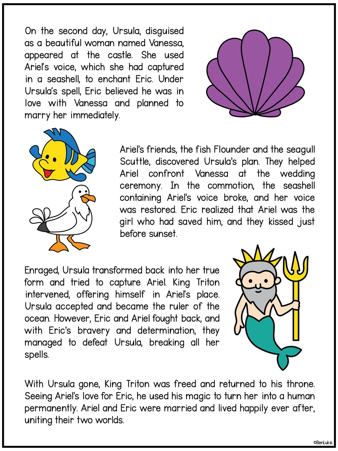 The Little Mermaid Activity Pack, Reading Comprehension Worksheets ...