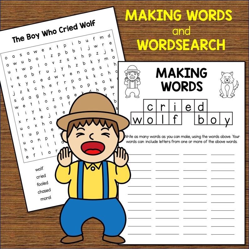 The Boy Who Cried Wolf, Aesop's Fables ELA Homeschool Activities for A ...