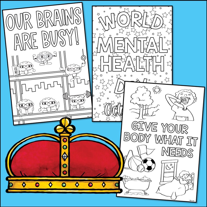 World Mental Health Day Coloring Pages, Digital Download, Self Care ...