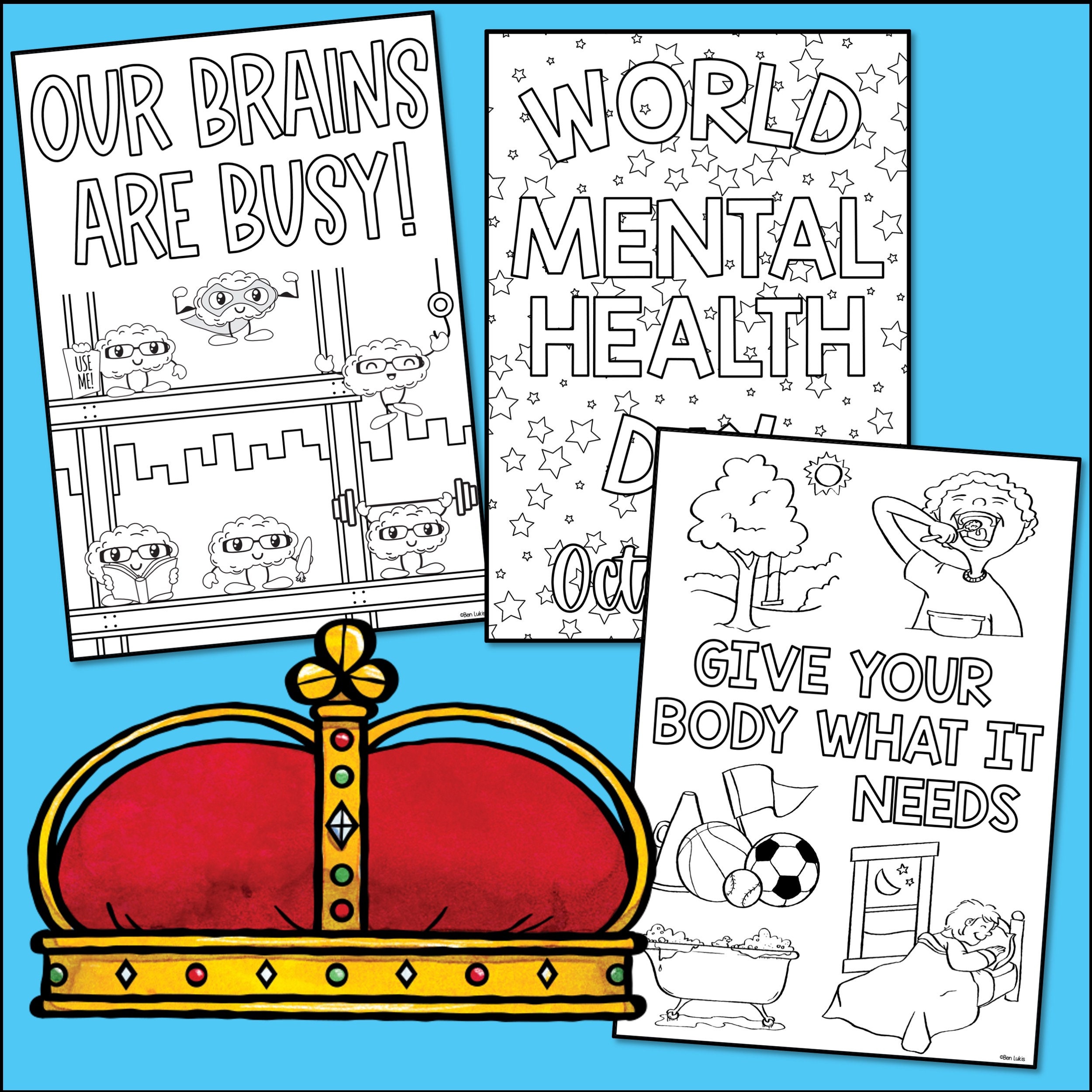 World Mental Health Day Coloring Pages, Digital Download, Self Care ...