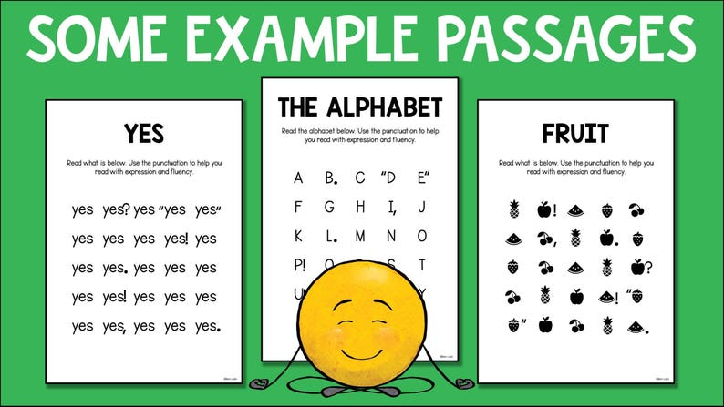 Reading Fluency & Expression Punctuation Worksheets, Fluency and ...