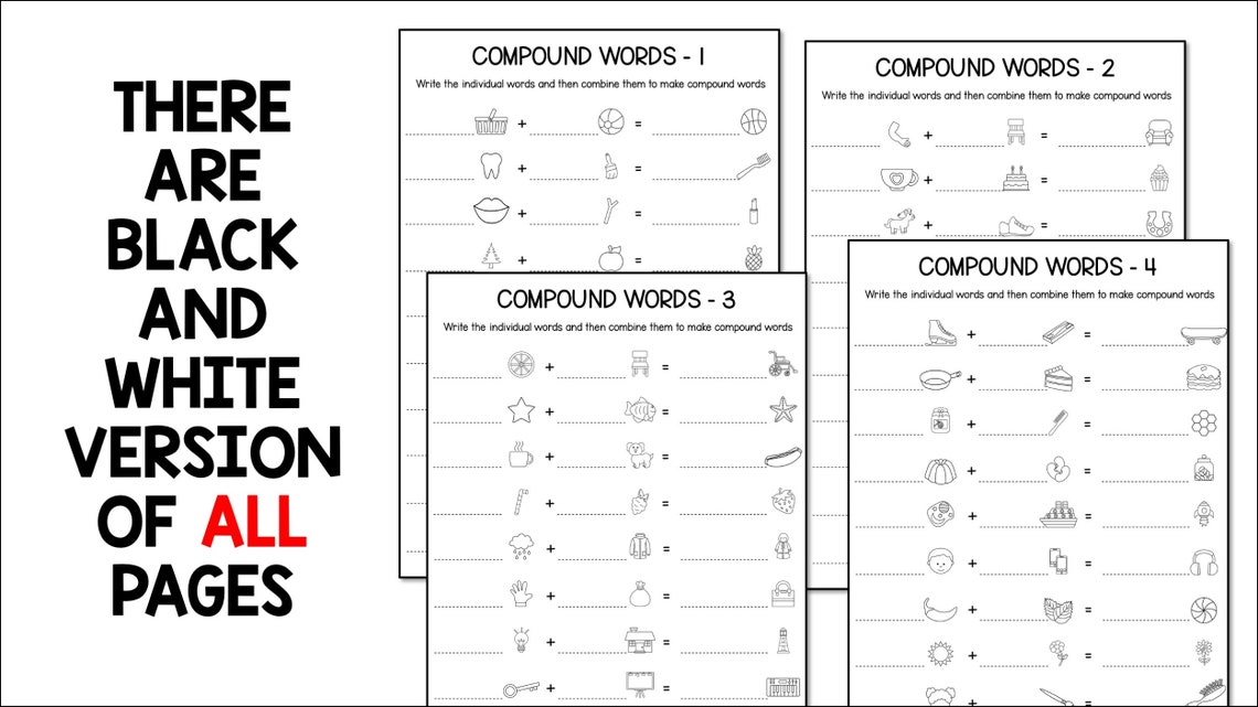 Compound Words Writing Activities and Wordsearches, Printable PDF ...