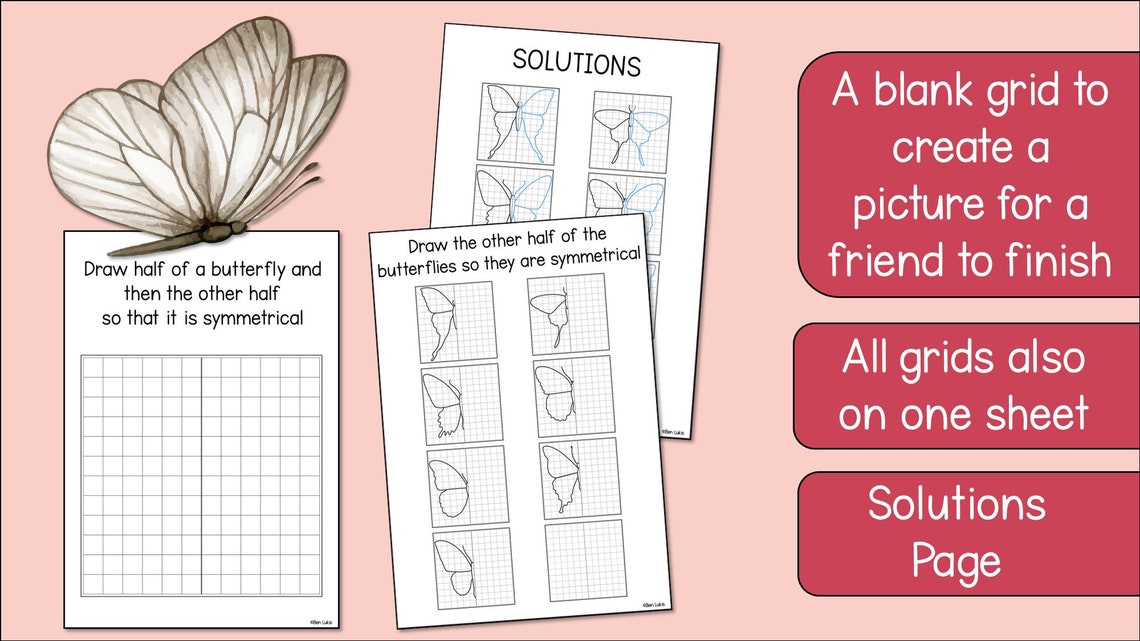 Symmetry Drawing of Butterflies, Art and Math Worksheets, Butterfly ...