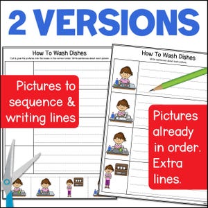 How to Wash Dishes Sequencing Writing Practice, Homeschool Activity ...
