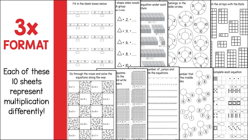 Multiplication Practice Worksheets for 3 Times Table - Etsy