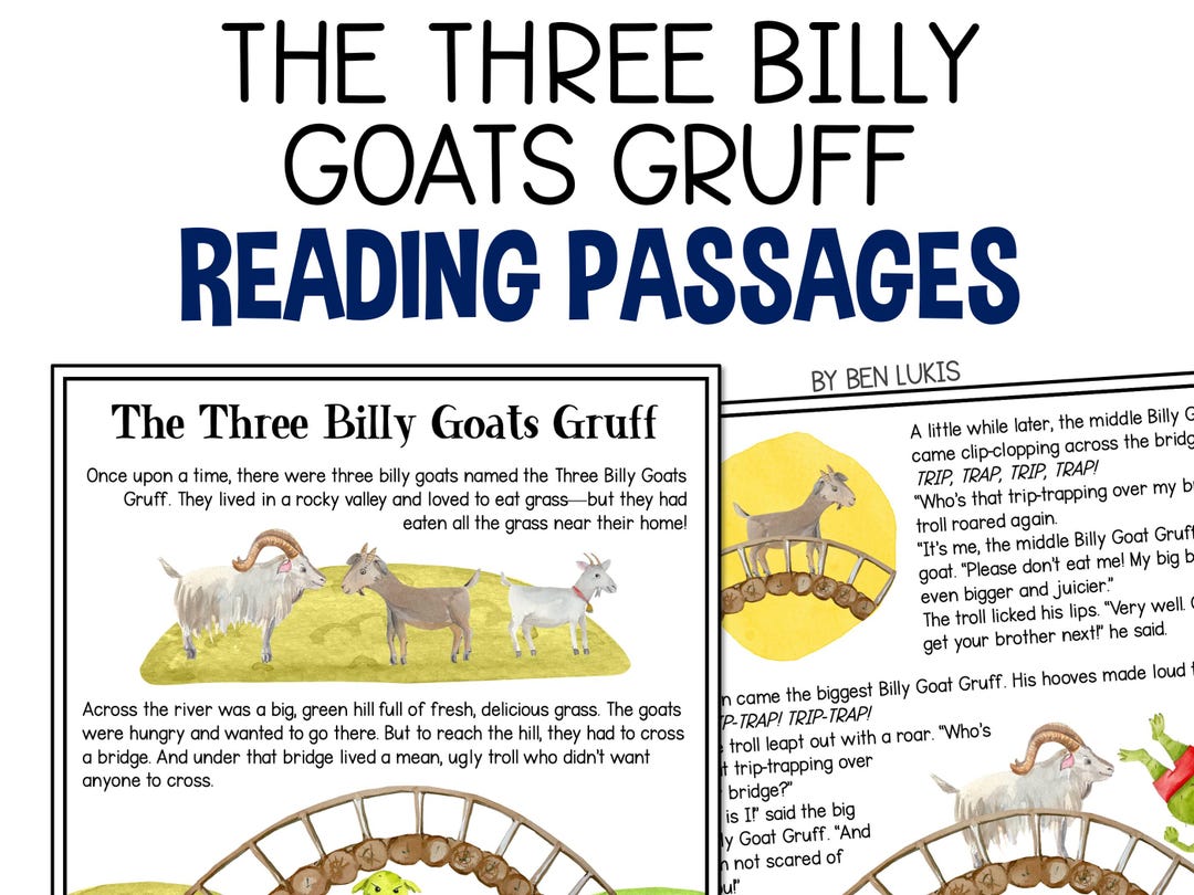 The Three Billy Goats Gruff Reading Passages, Fairy Tale to Read ...