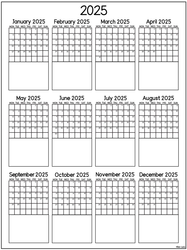 2025 Calendar for Kids, Printable Blank Monthly 2025 Calendar Gift ...