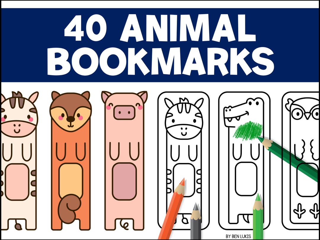 Printable Animal Bookmarks Coloring for Kids, Cute Bookmark Gifts for ...