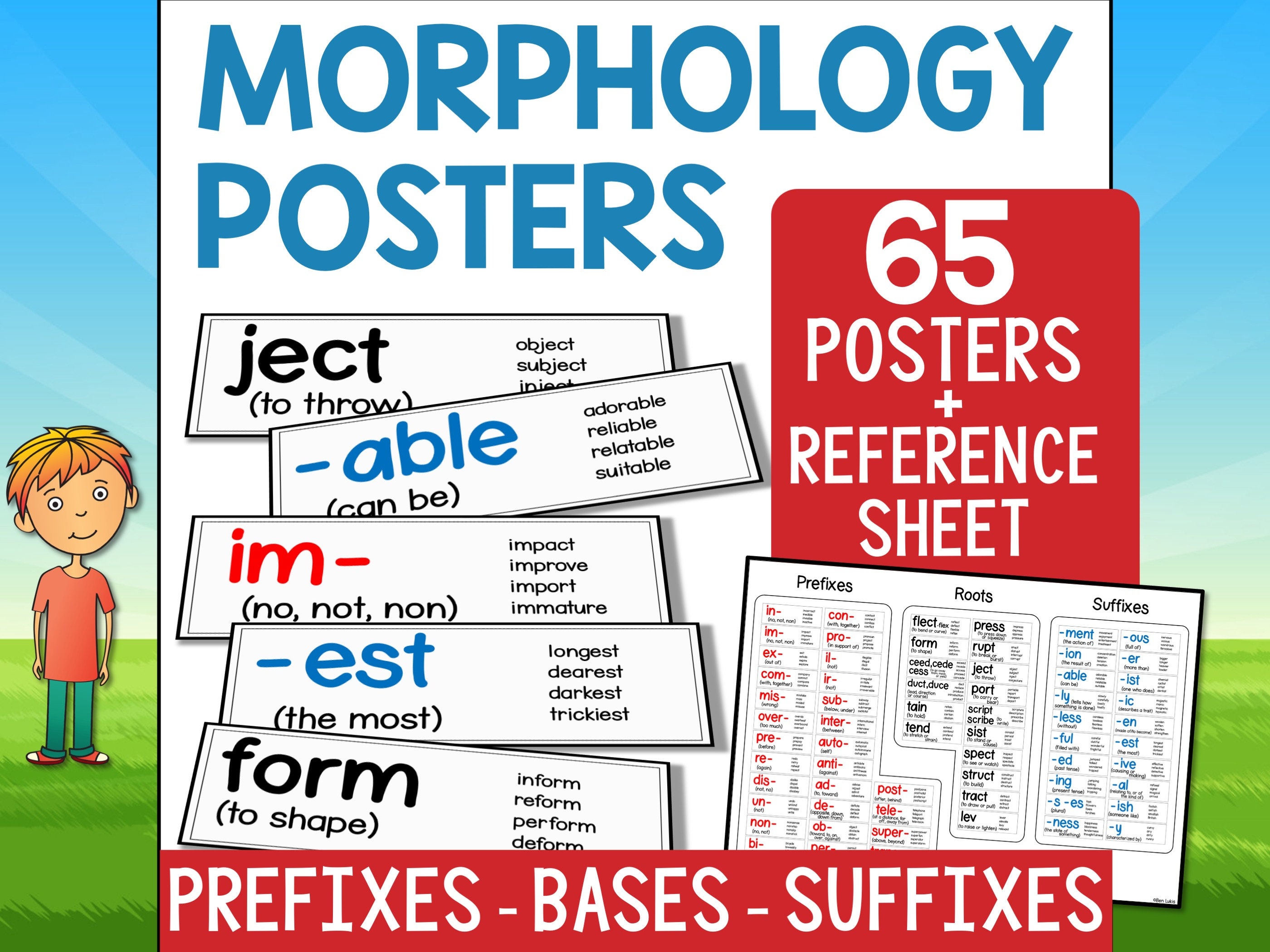 Prefix, Suffix & Word Root Educational Posters and Sheet, Morphology ...