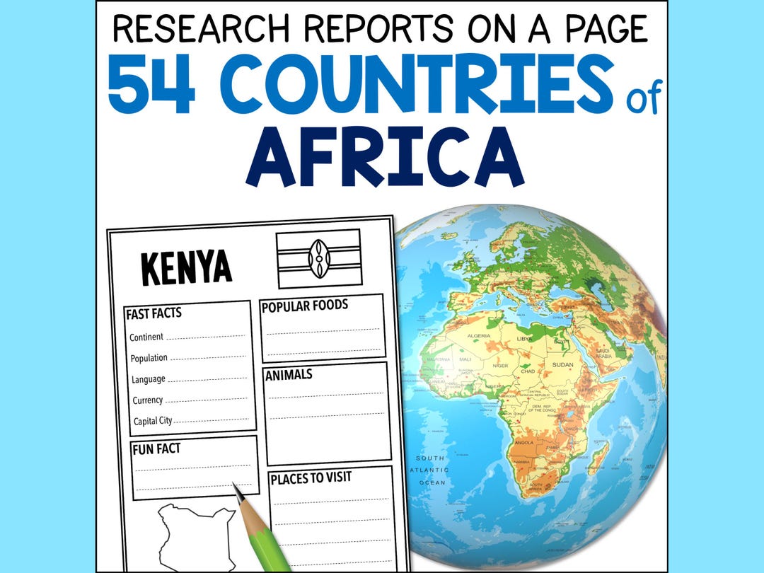 Africa Country Geography Research Templates for Kids, African Countries ...