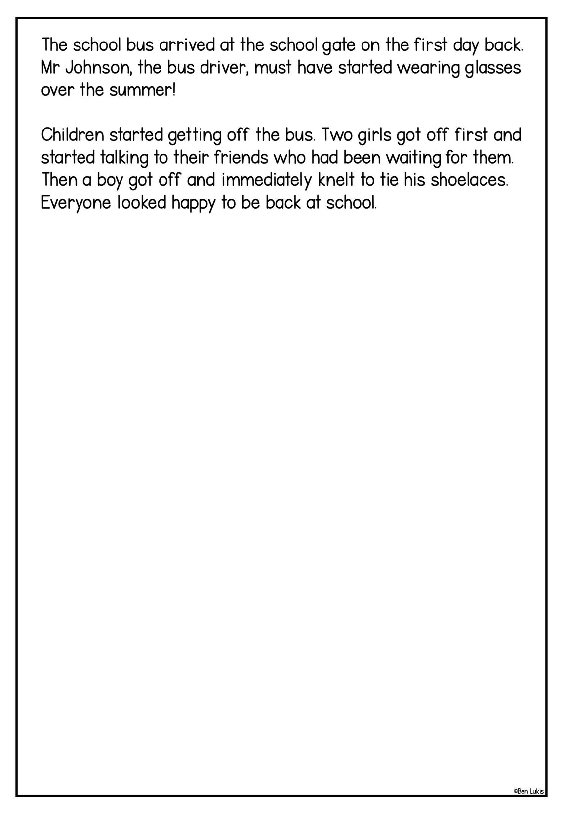 Reading Comprehension Passages About Going Back to School to Illustrate ...