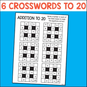 Addition Number Bonds to 10 and 20, Math Crosswords to Practice ...