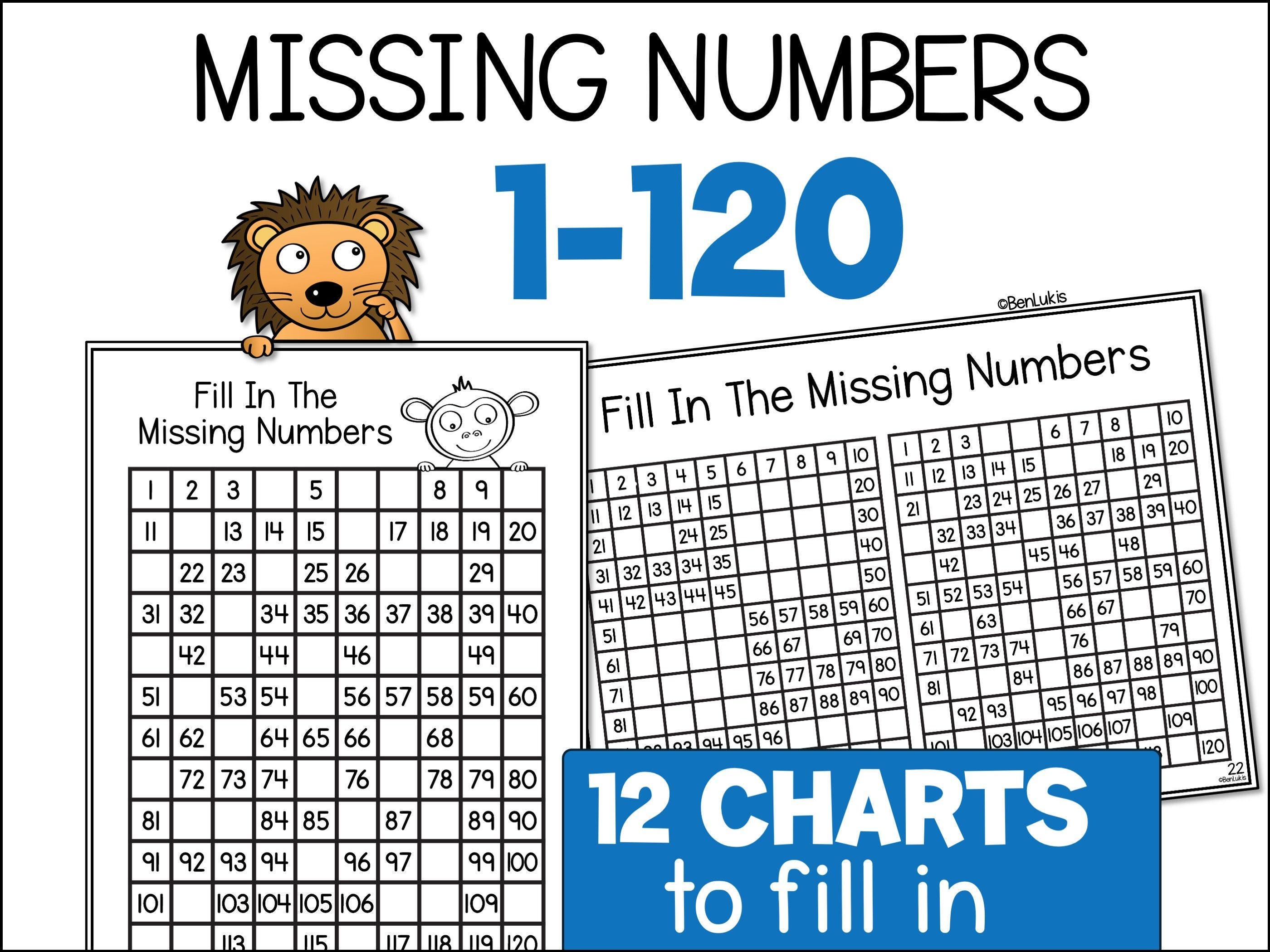 Place Value to 120 Worksheets, Educational Missing Numbers Worksheets ...