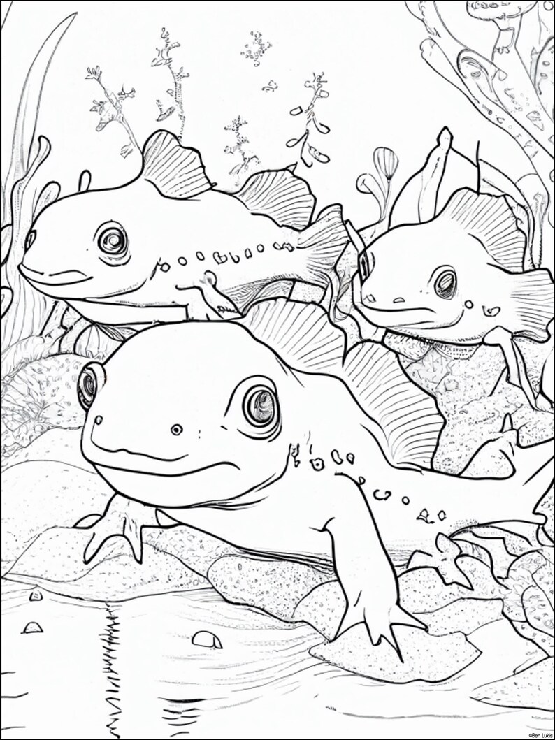 Axolotl Coloring Book Digital Download, Kids Printable Coloring Pages ...