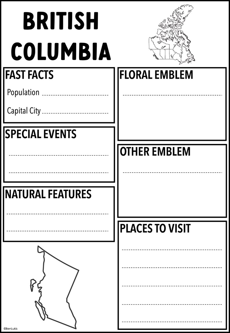 Canadian Provinces and Territories Research Report Templates for Kids ...