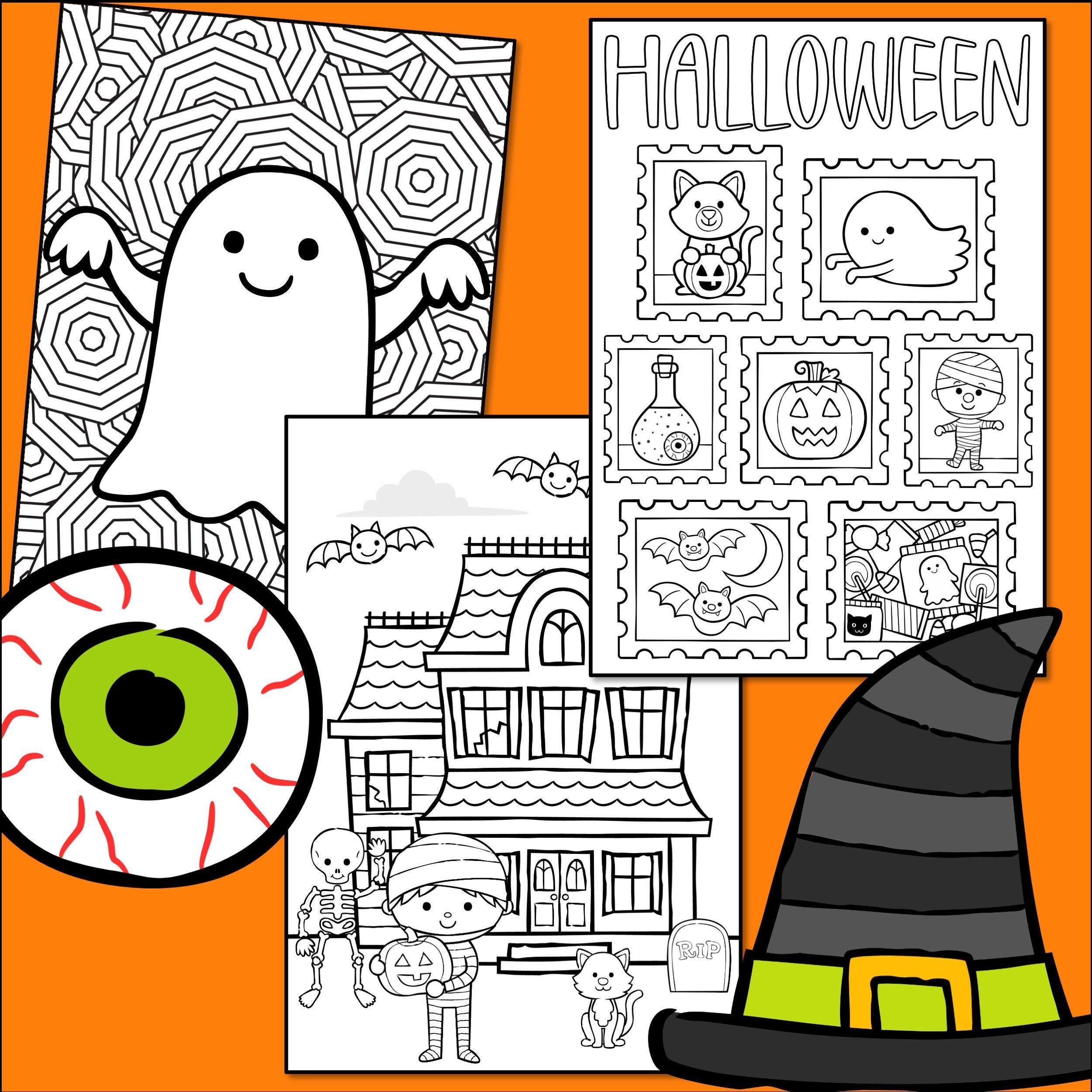 Halloween Coloring Book, Kids Activity Instant PDF Download, Printable ...