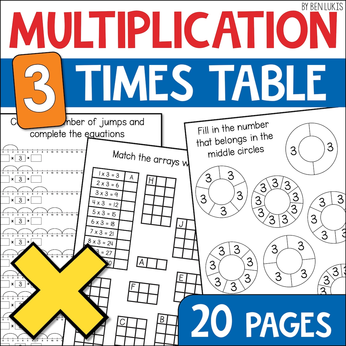 Multiplication Practice Worksheets for 3 Times Table, Printable ...