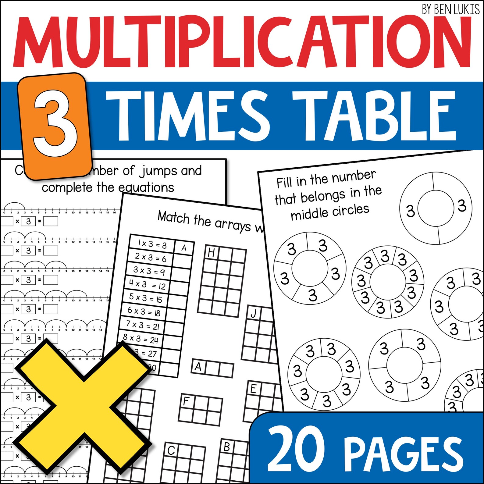 Multiplication Practice Worksheets for 3 Times Table, Printable ...