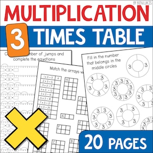 Multiplication Practice Worksheets for 3 Times Table, Printable ...