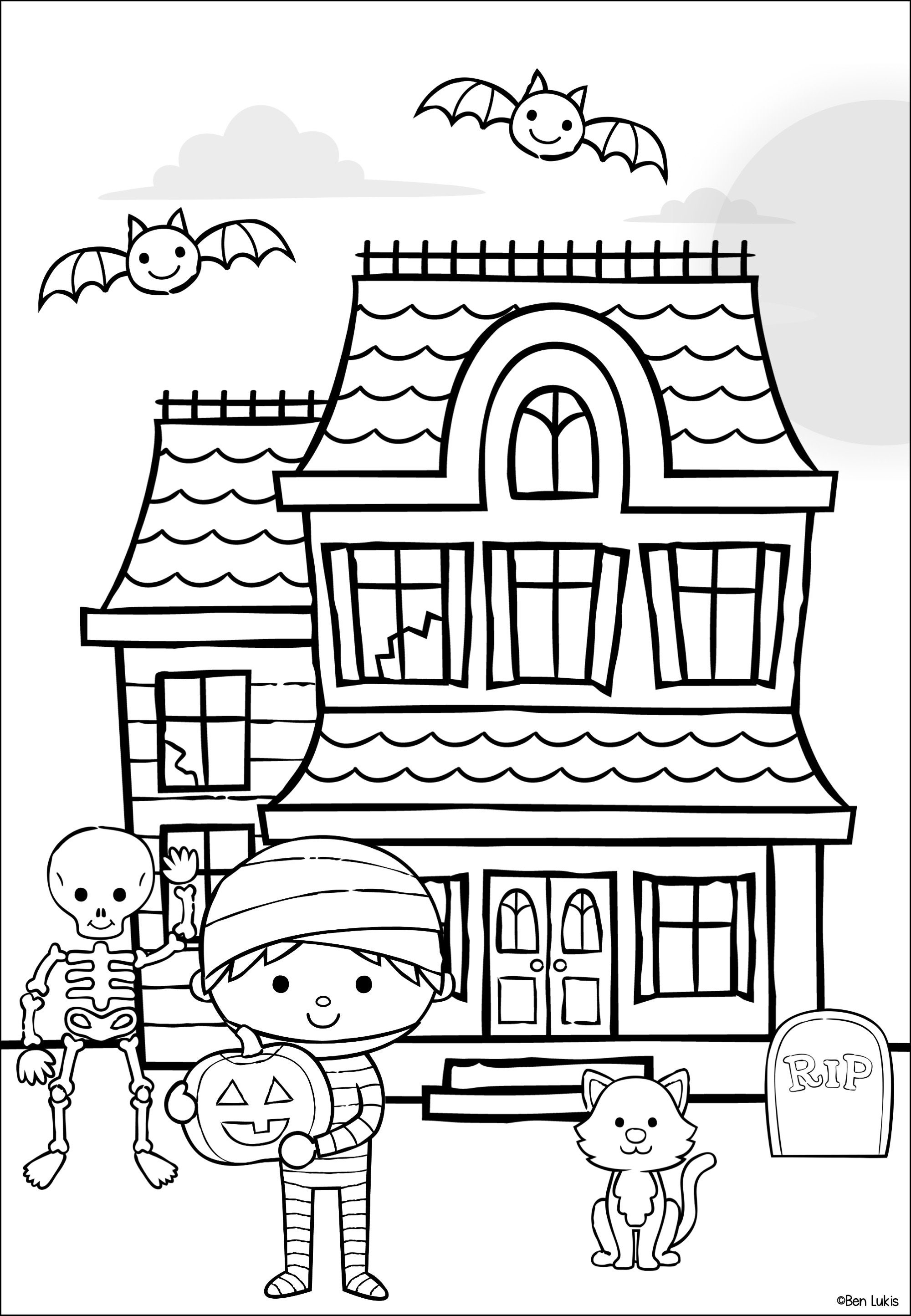 Halloween Coloring Book Printable, Kids Activity Digital Download ...