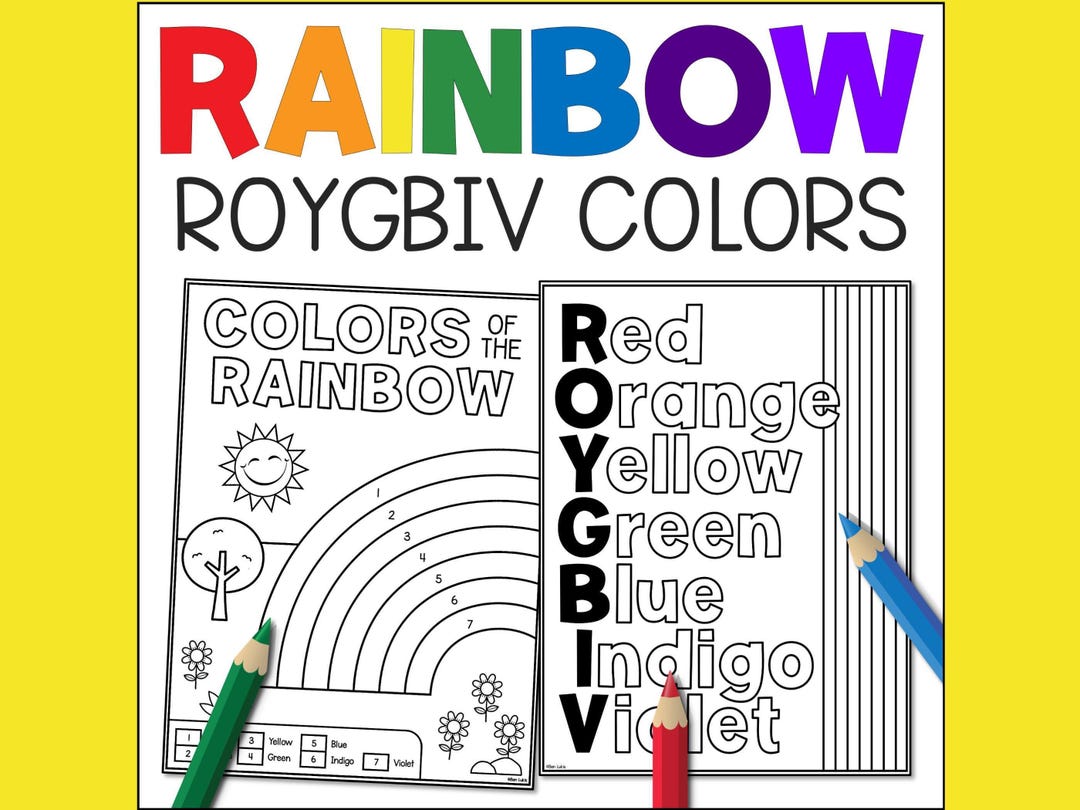 Rainbow Colors Learning Pages, ROYGBIV Coloring Posters, Rainbow ...