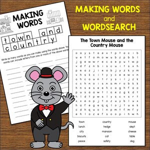 The Town Mouse and the Country Mouse Aesop Fables Activities - Etsy