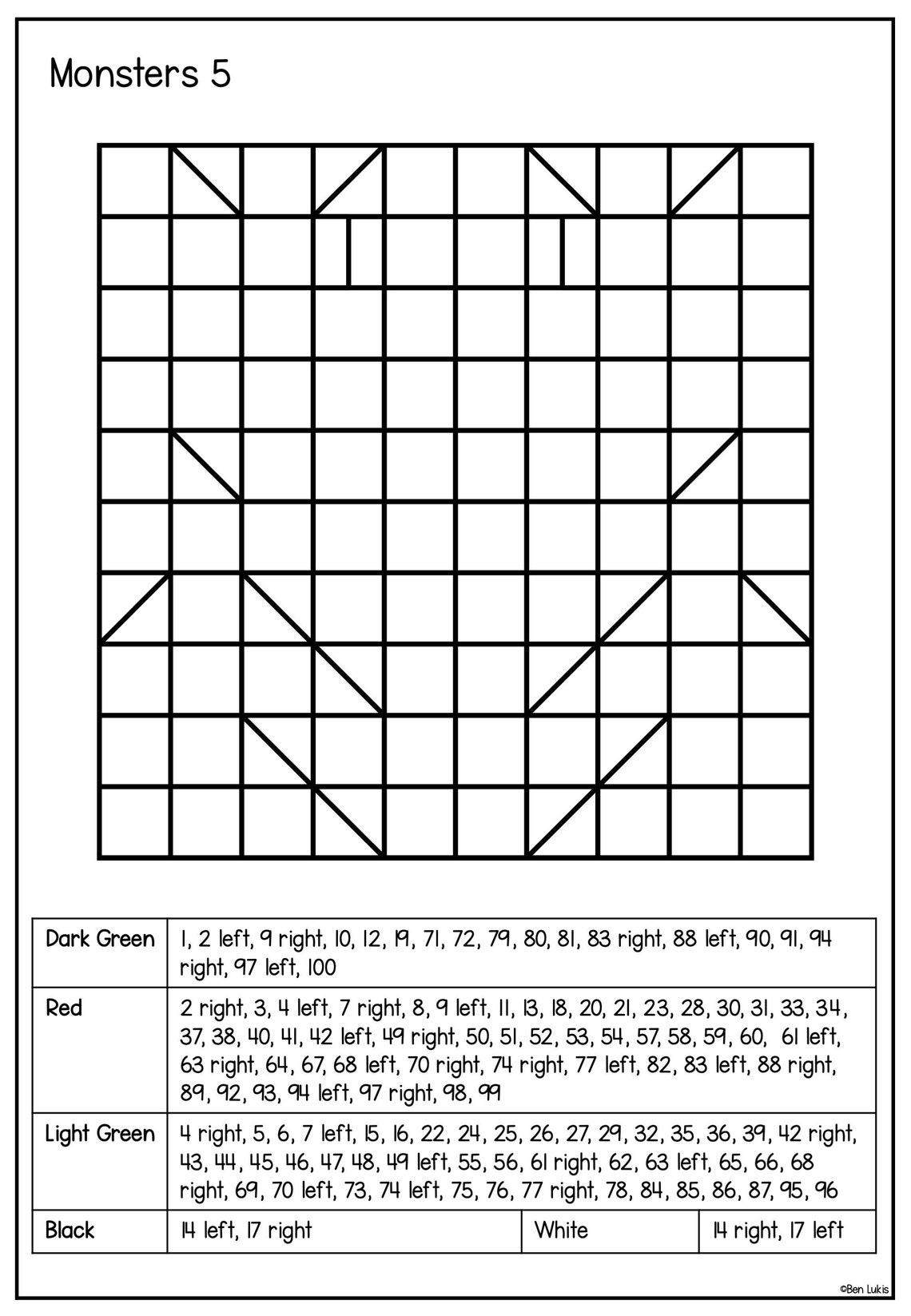 Place Value Math Worksheets of Monster Mystery Pictures, Place Value ...