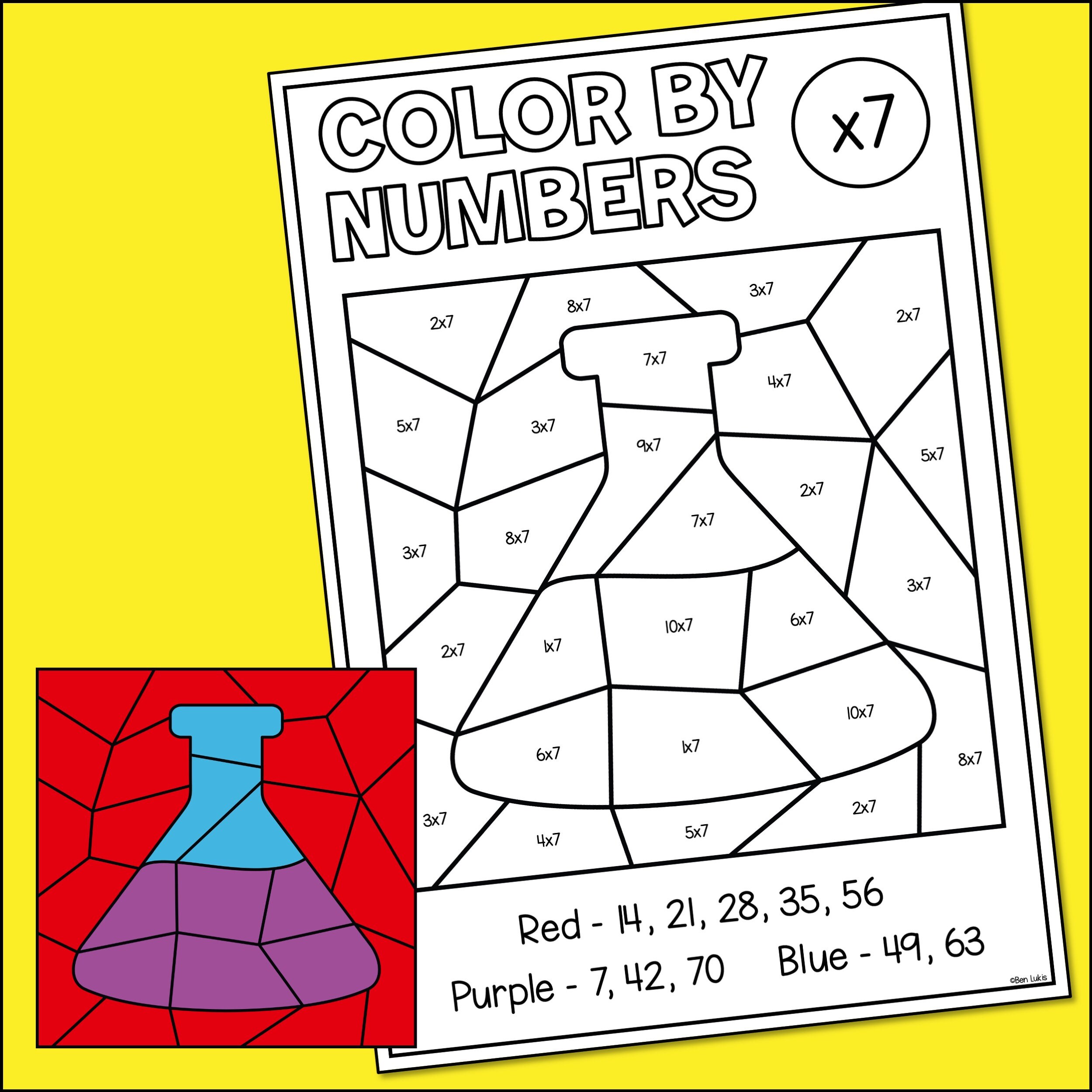 Multiplication Color by Number Worksheets for Math Fact Multiplication ...