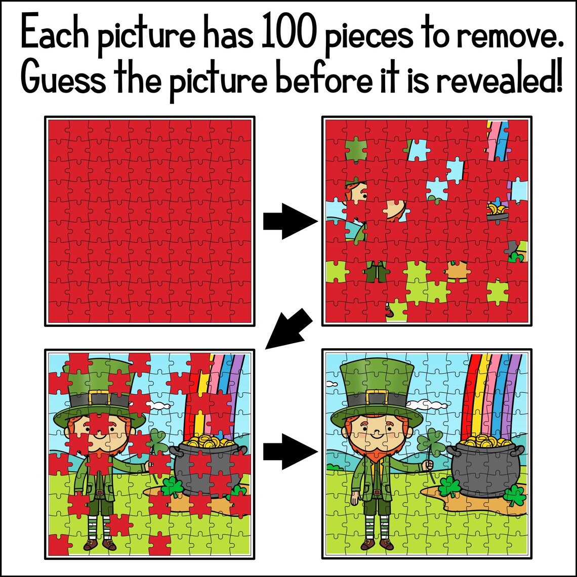 St Patricks Day Mystery Picture Reveal Puzzles for Kids, Images to ...