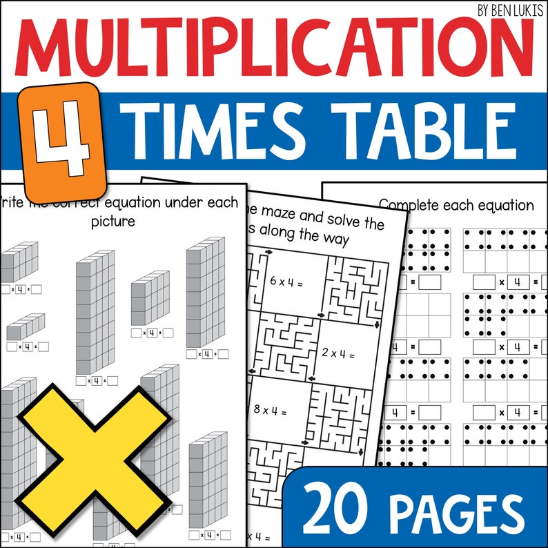 Multiplication Practice Worksheets for 4 Times Table, Printable ...