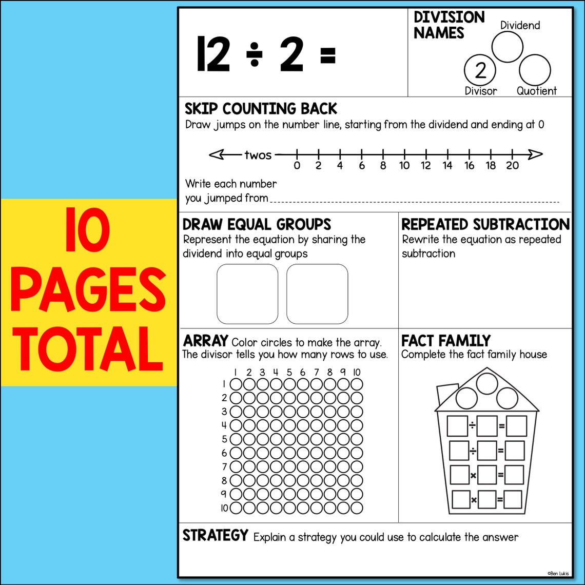 Divide by 2 Practice Math Worksheets, Division Equation of the Day ...