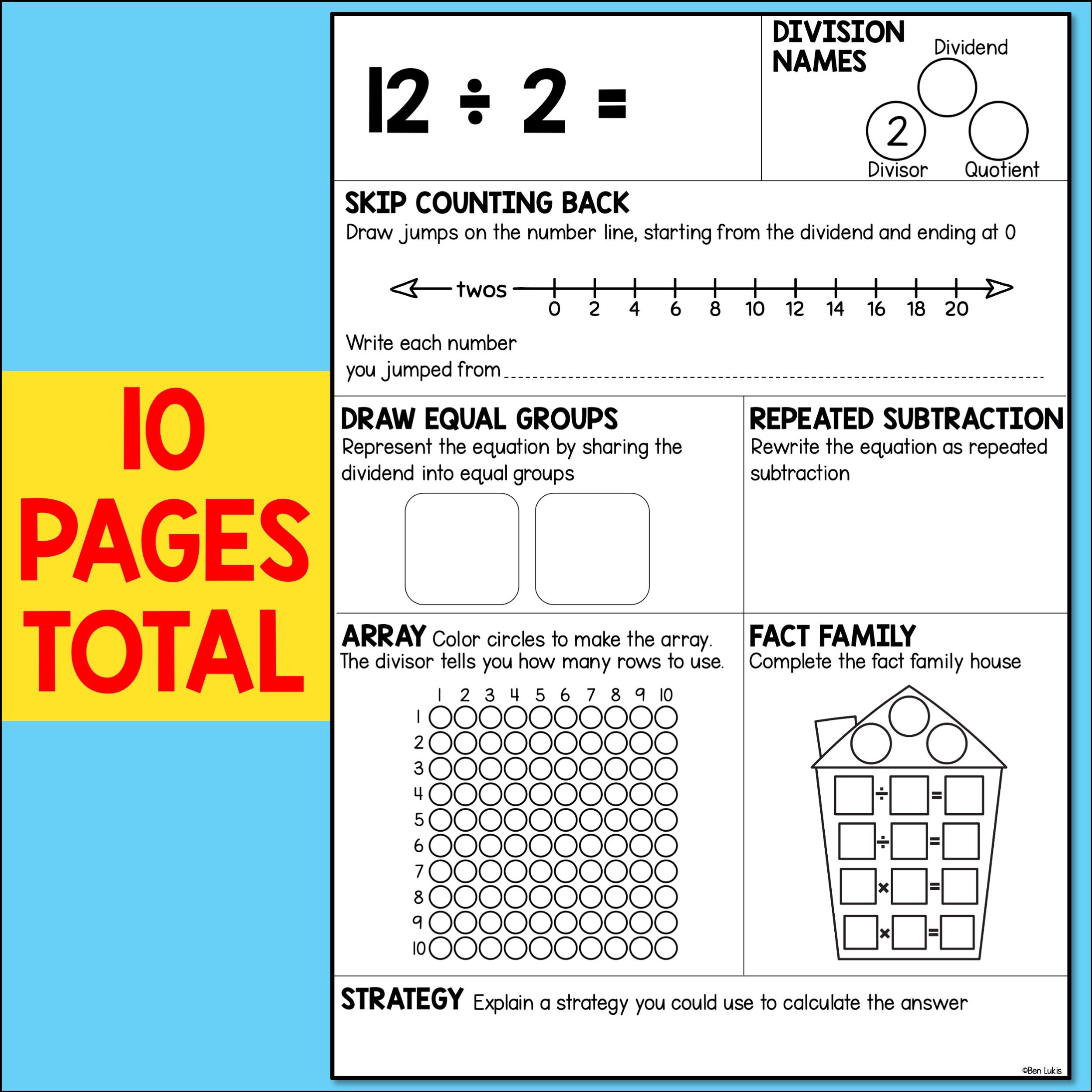 Divide by 2 Practice Math Worksheets, Division Equation of the Day ...