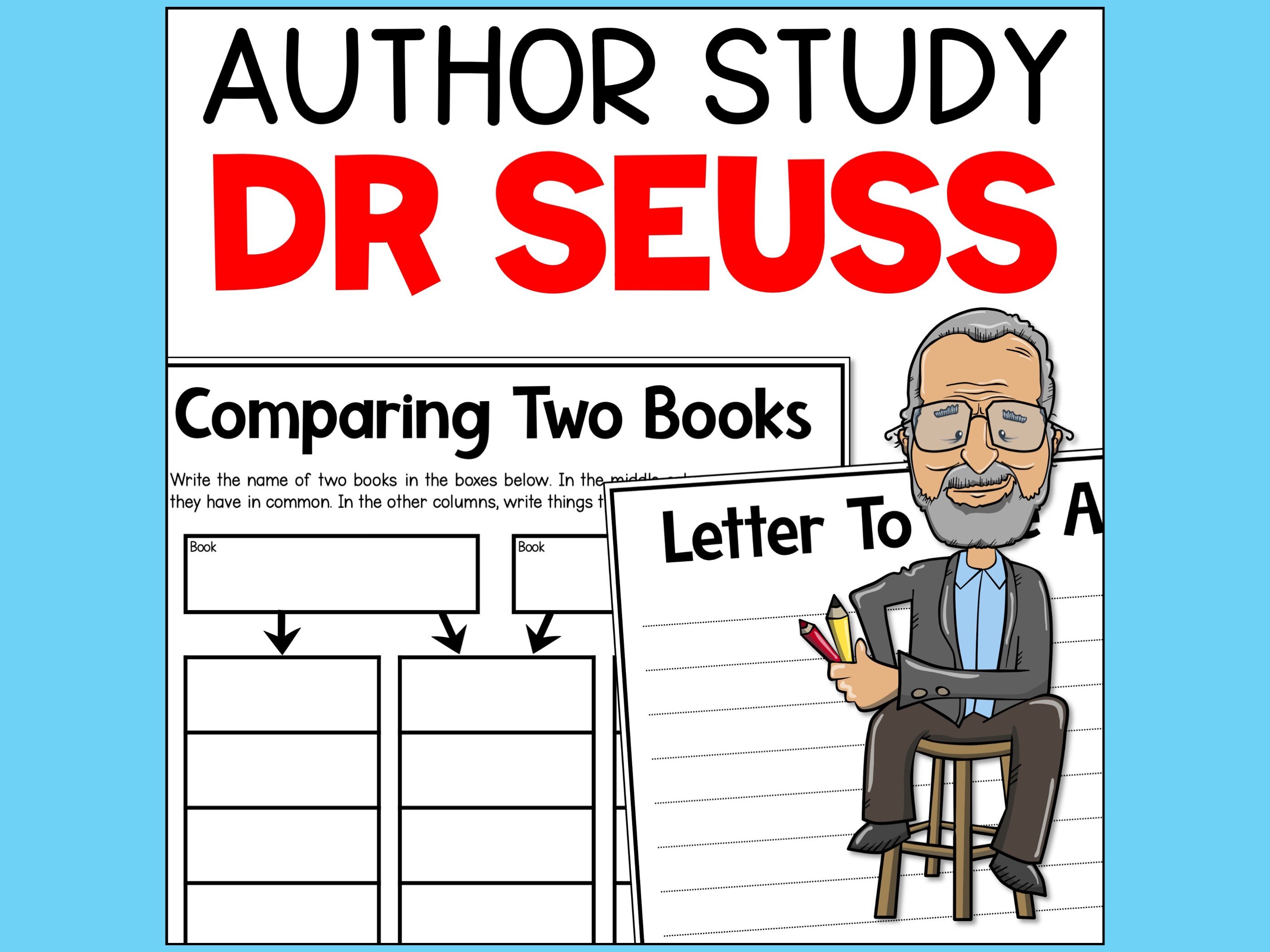 Dr Seuss Author Study Worksheets and Activities, Printable PDF Teacher ...