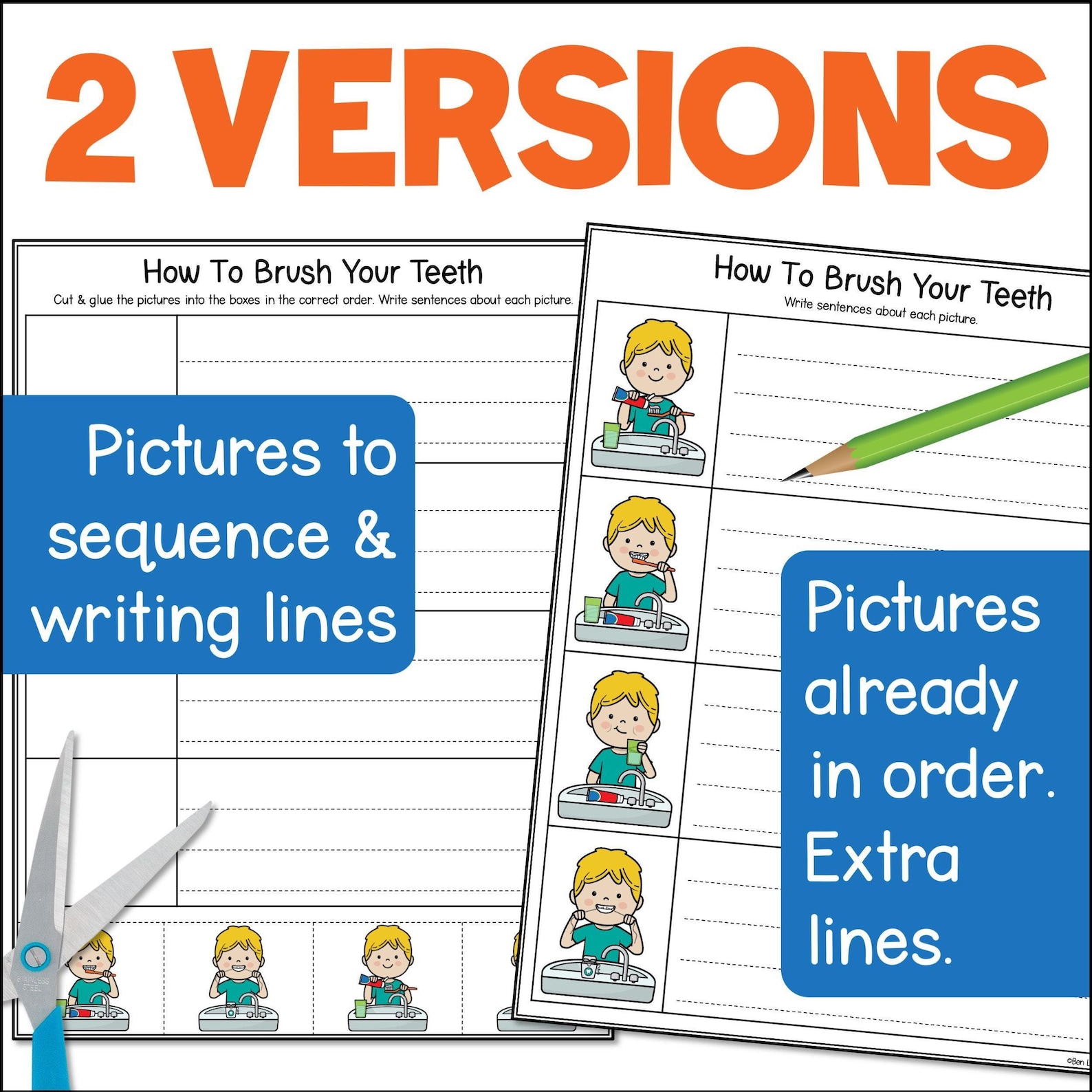 How to Brush Your Teeth Procedural Writing, Sequencing & Sentence ...