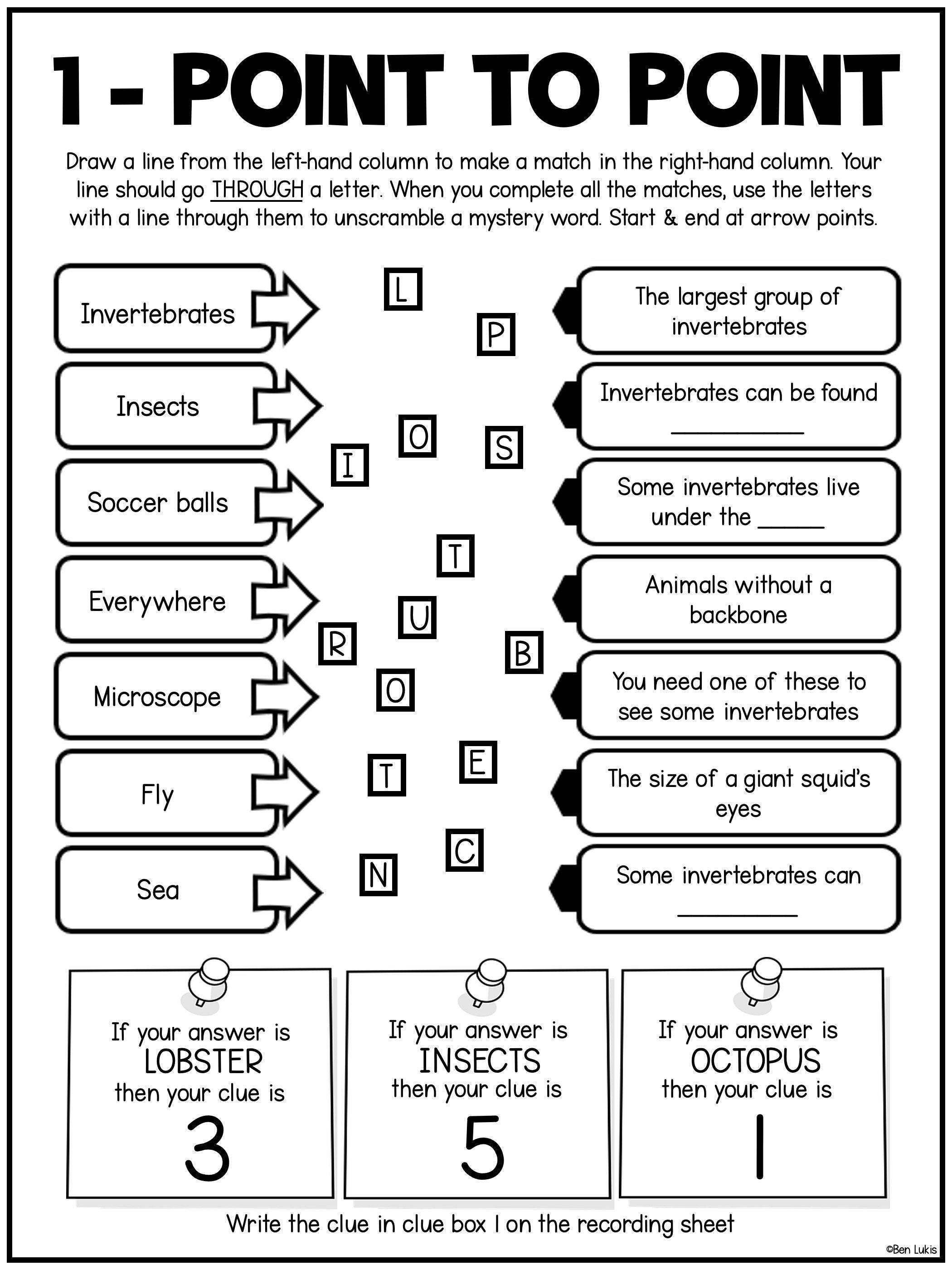 Invertebrates Escape Room for Kids, Educational Game Printable PDF ...