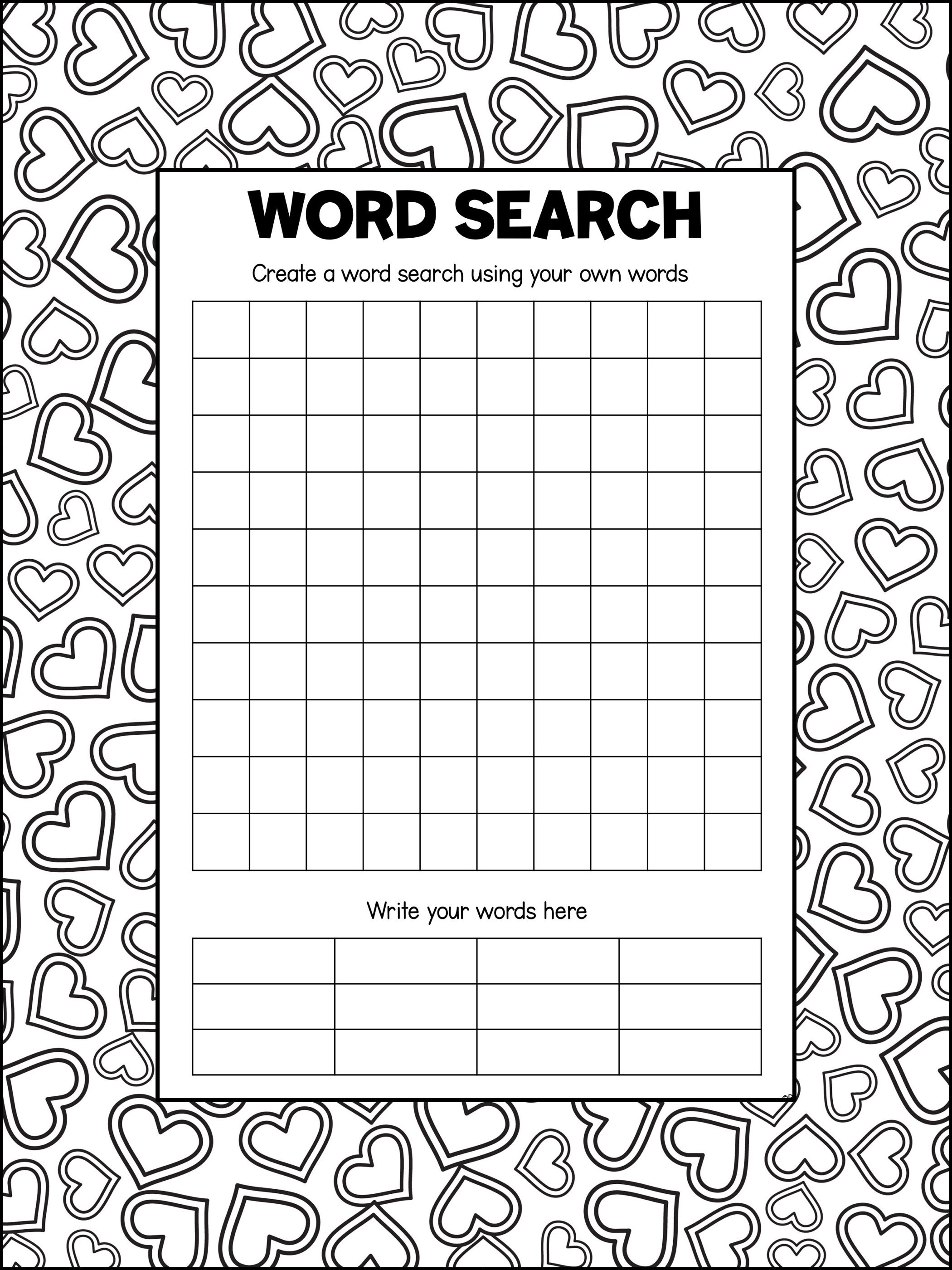 Blank Word Search Templates for Kids, Printable PDF Blank Puzzle Pages ...