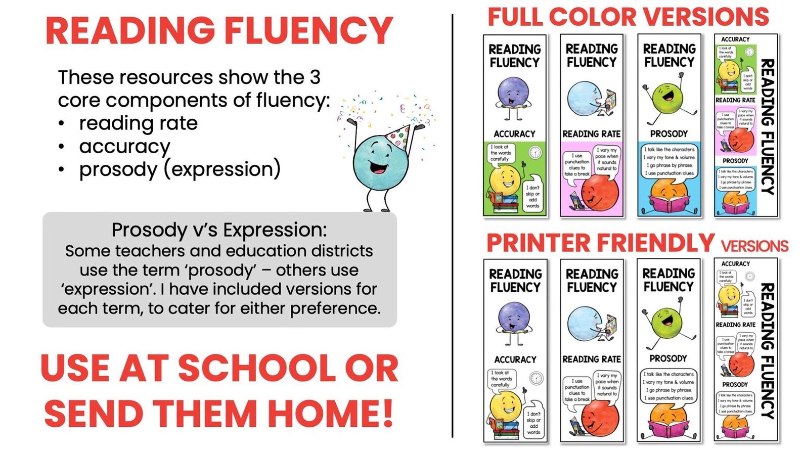 Reading Fluency Bookmarks for Kids | Printable Reading Strategy Visual ...