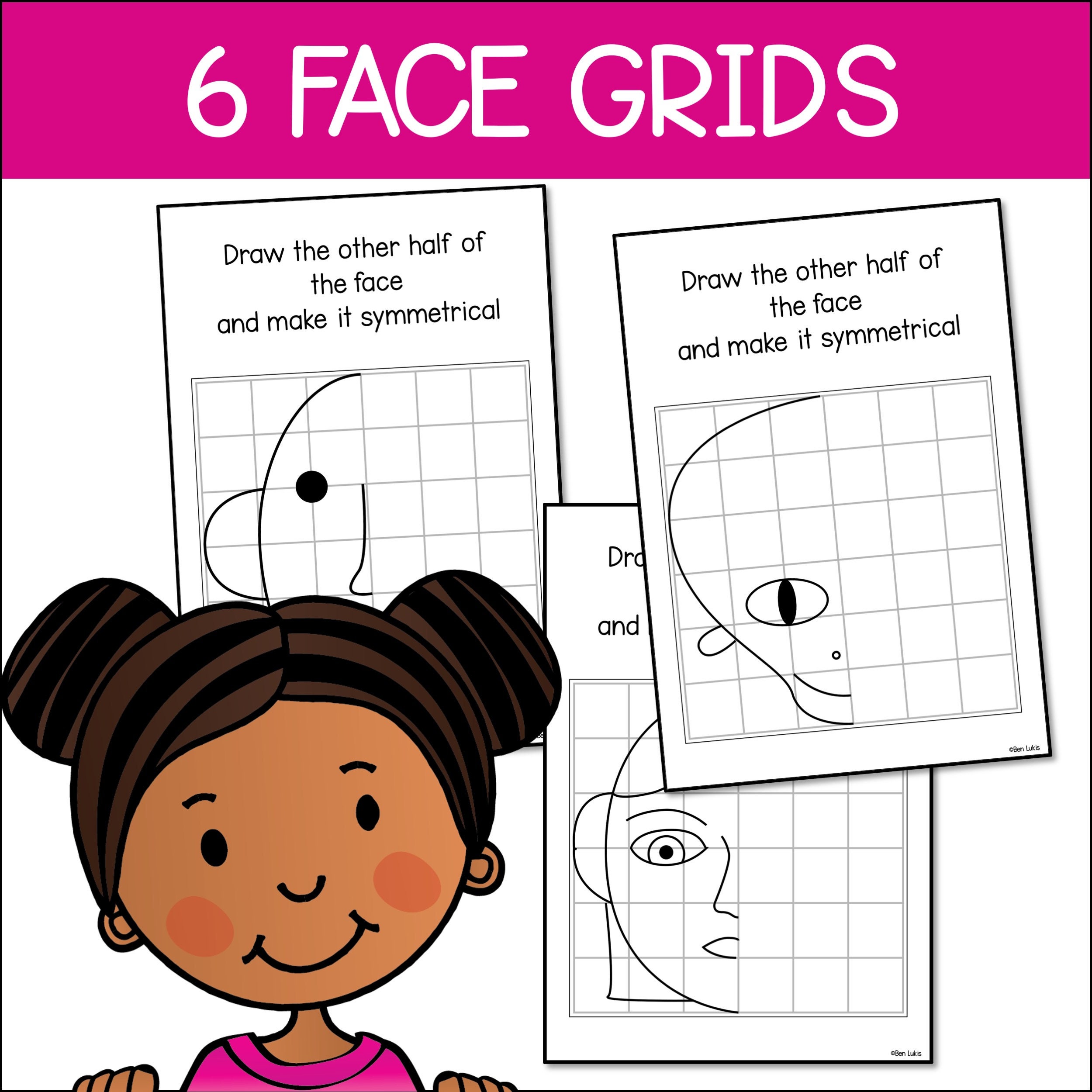 Symmetry Math Picture Worksheets, Face Symmetry Drawing Activities for ...